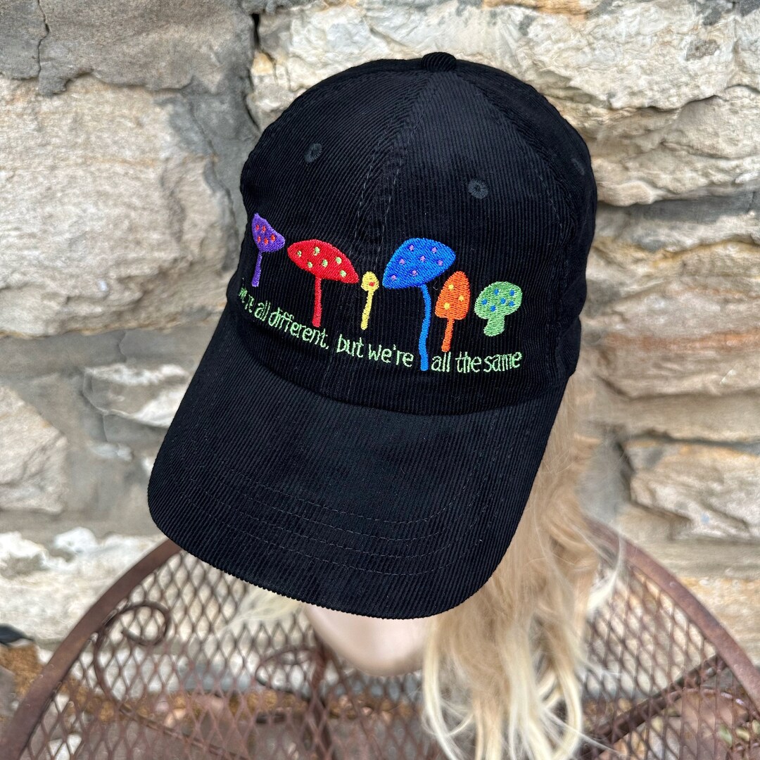 Embroidered Positive Mushroom Corduroy Hat, Inspiration Hat, Positive ...