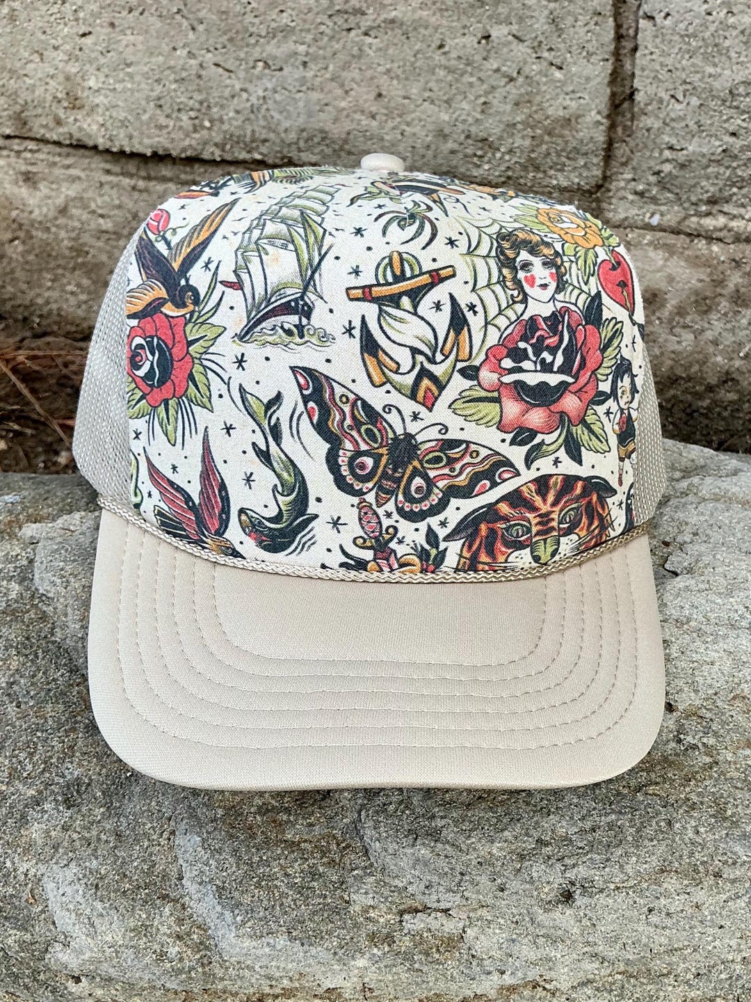 Unisex Tattoo Print Trucker Hat, Trucker Hat for Women, Womens Hats ...