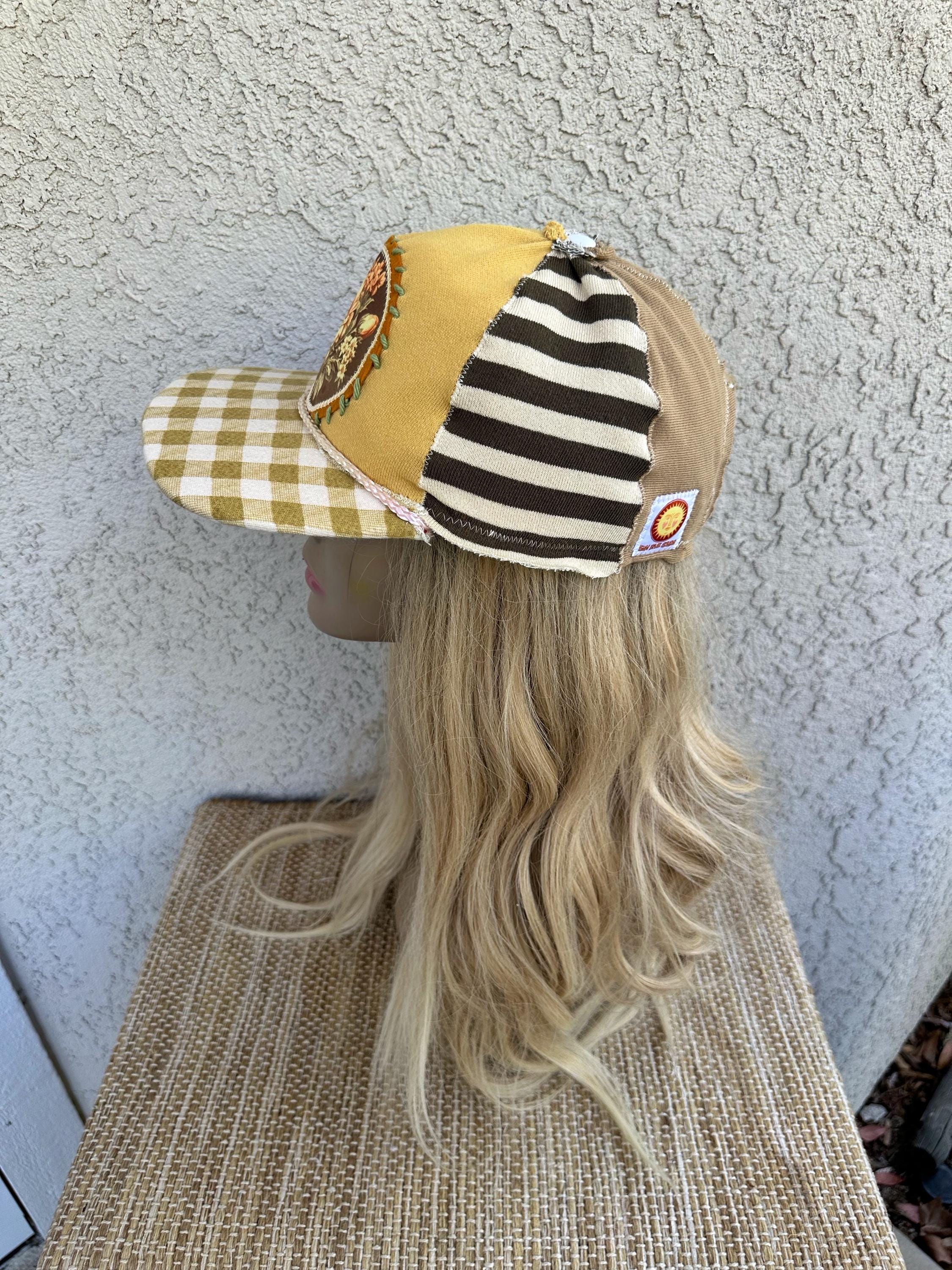 Upcycled Boho Flower Patchwork Hat, Flower Hat, Sunflower, Hat for ...