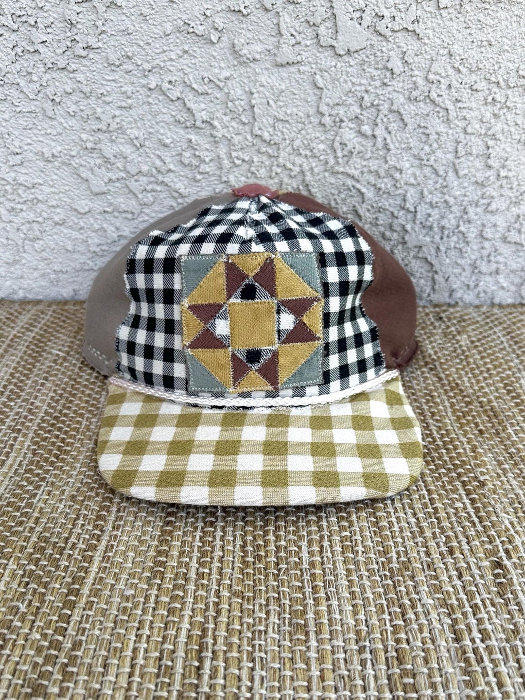 Upcycled Patchwork Quilt Square Hat, Hats for Women, Baseball Hat Women ...
