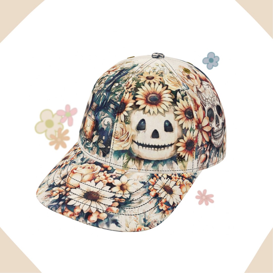 Halloween Hat, Pumpkin Hat, Jack O Lantern, Skull Hat, Flower Baseball ...