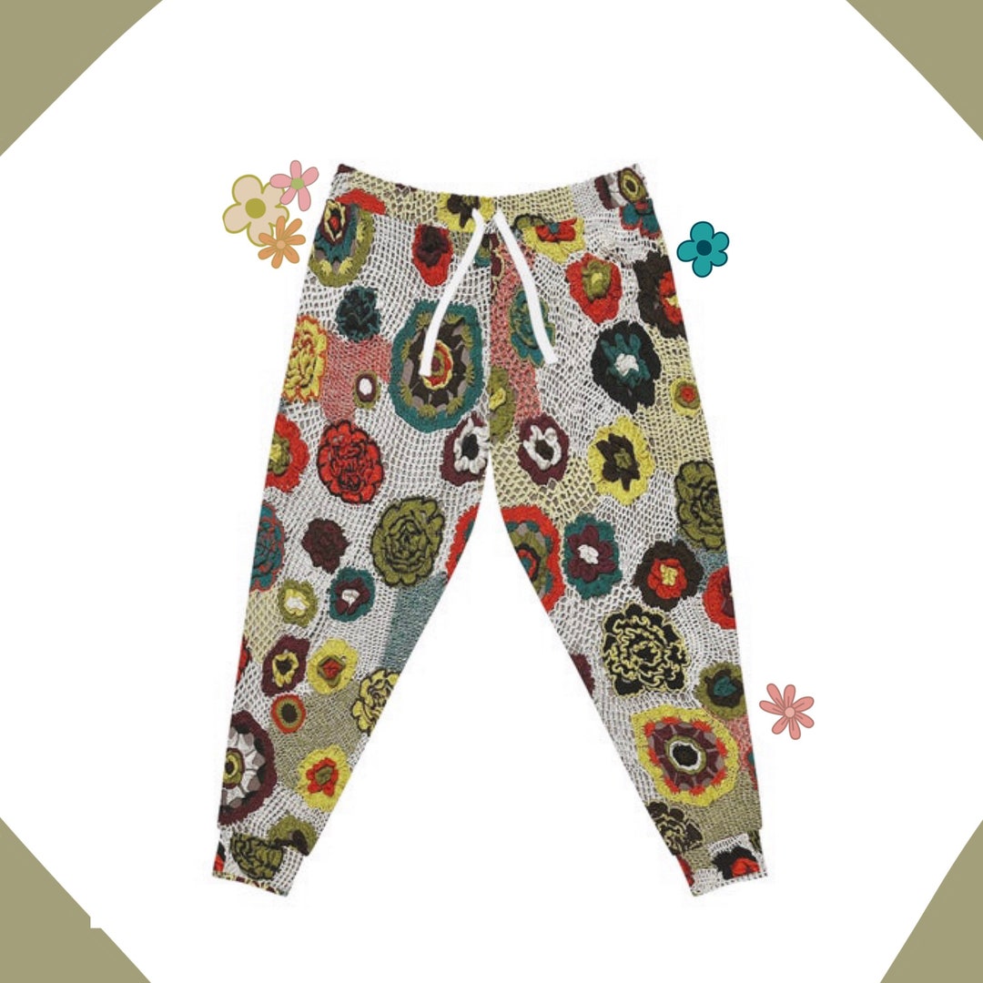 Womens Crochet Flower Print Joggers, Jogger Set, Joggers for Women ...