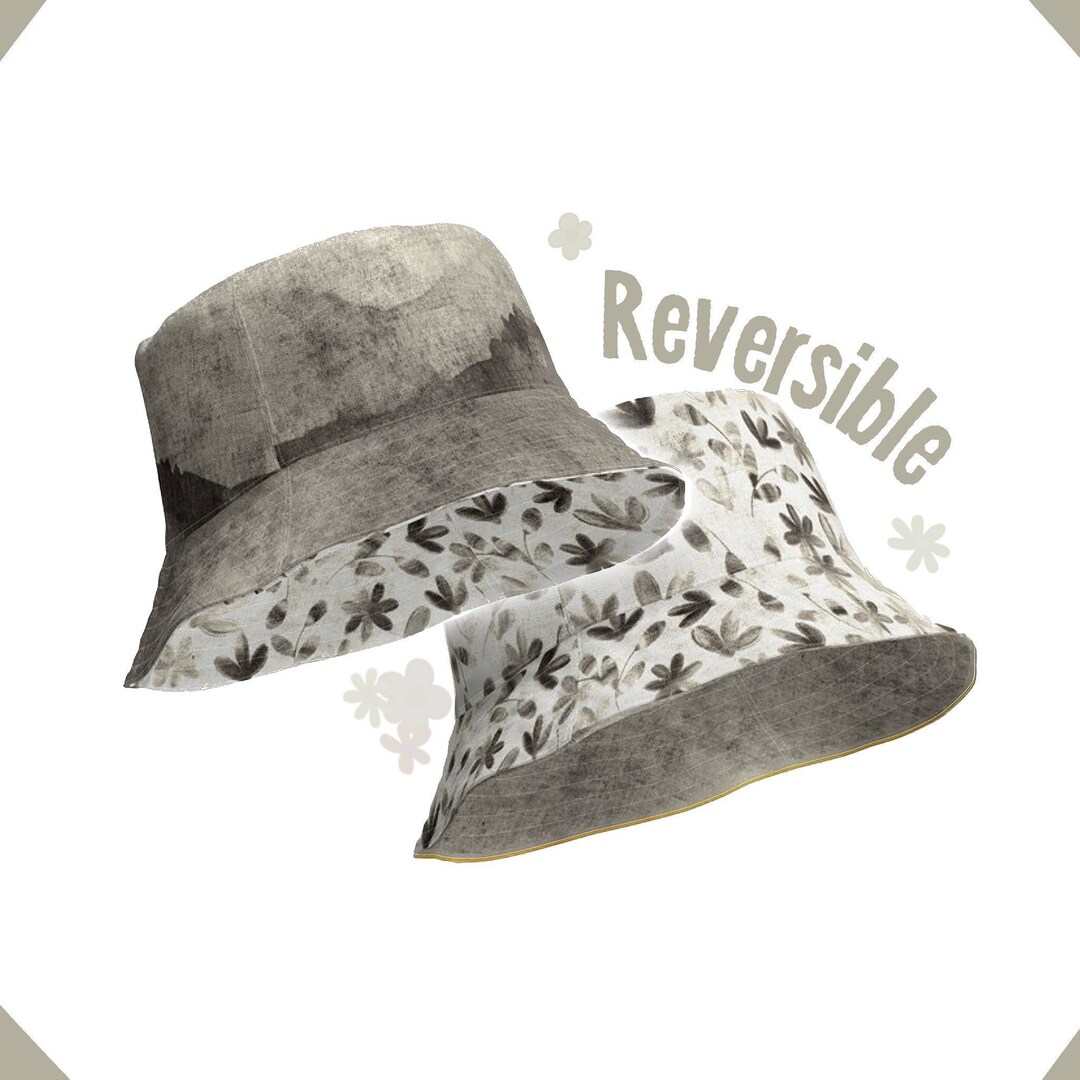 Reversible Unisex Watercolor Nature Landscape Bucket Hat, Floral Bucket ...