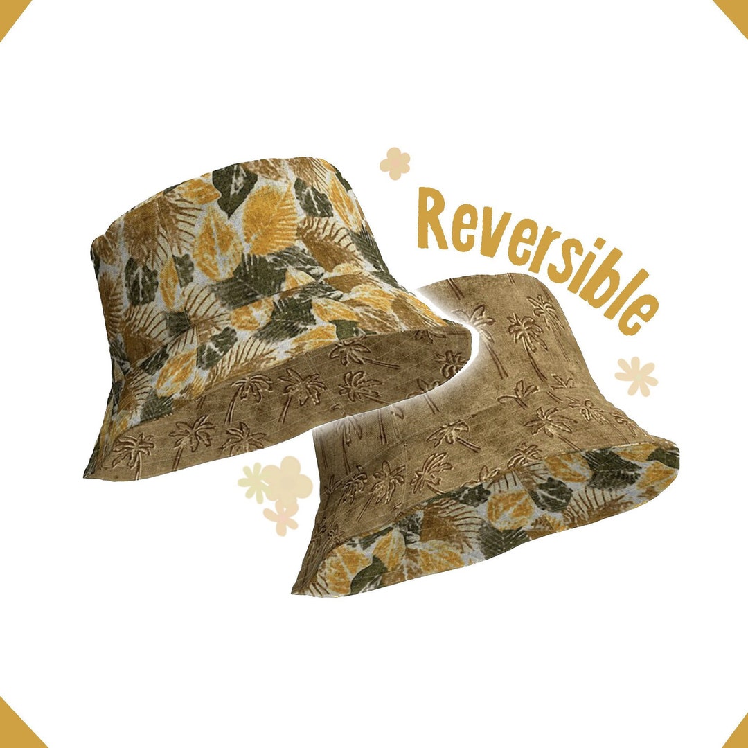 Reversible Palm Leaf Palm Tree Bucket Hat, Palm Frond Hat, Palm Tree ...