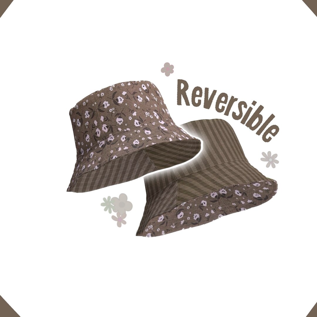 Reversible Floral Stripe Bucket Hat, Flower Bucket Hat, Flower Hat ...