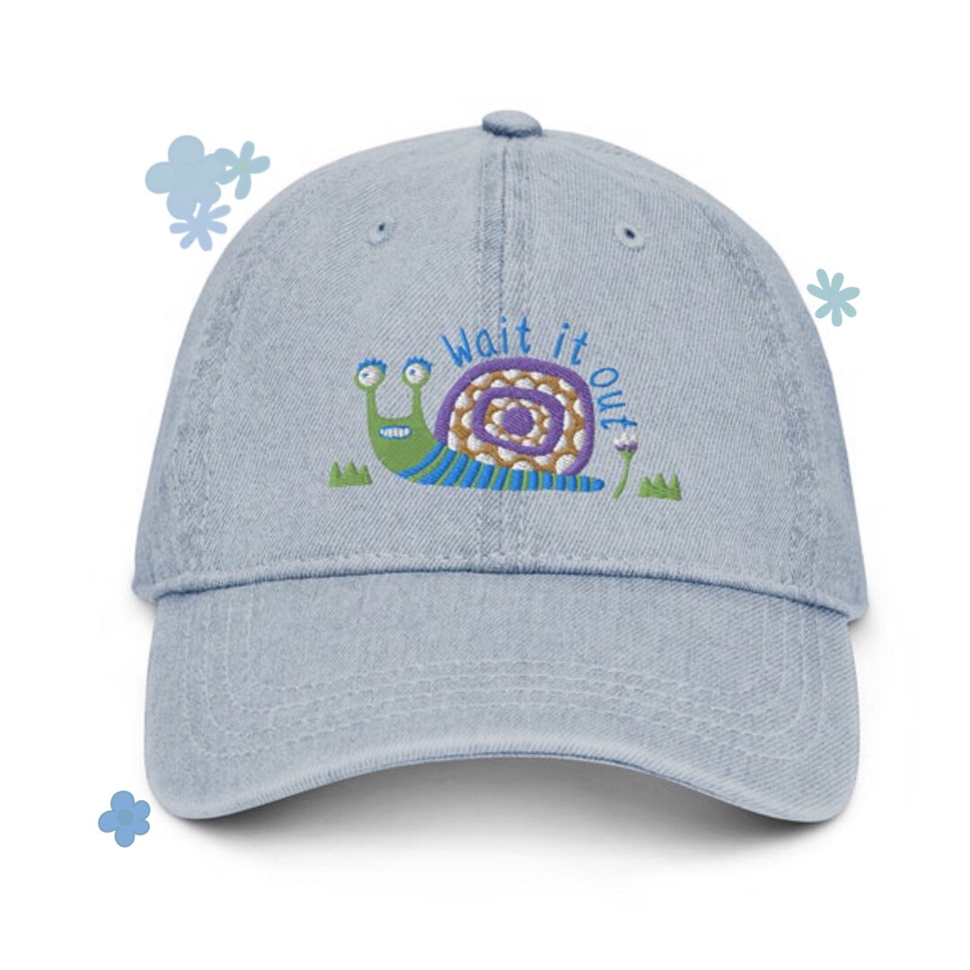 Unisex Embroidered Snail Denim Dad Hat With Saying, Snail Hat, Snail ...
