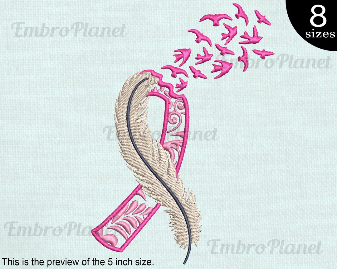 Awareness Ribbon Feather - Design for Embroidery Machine Instant ...