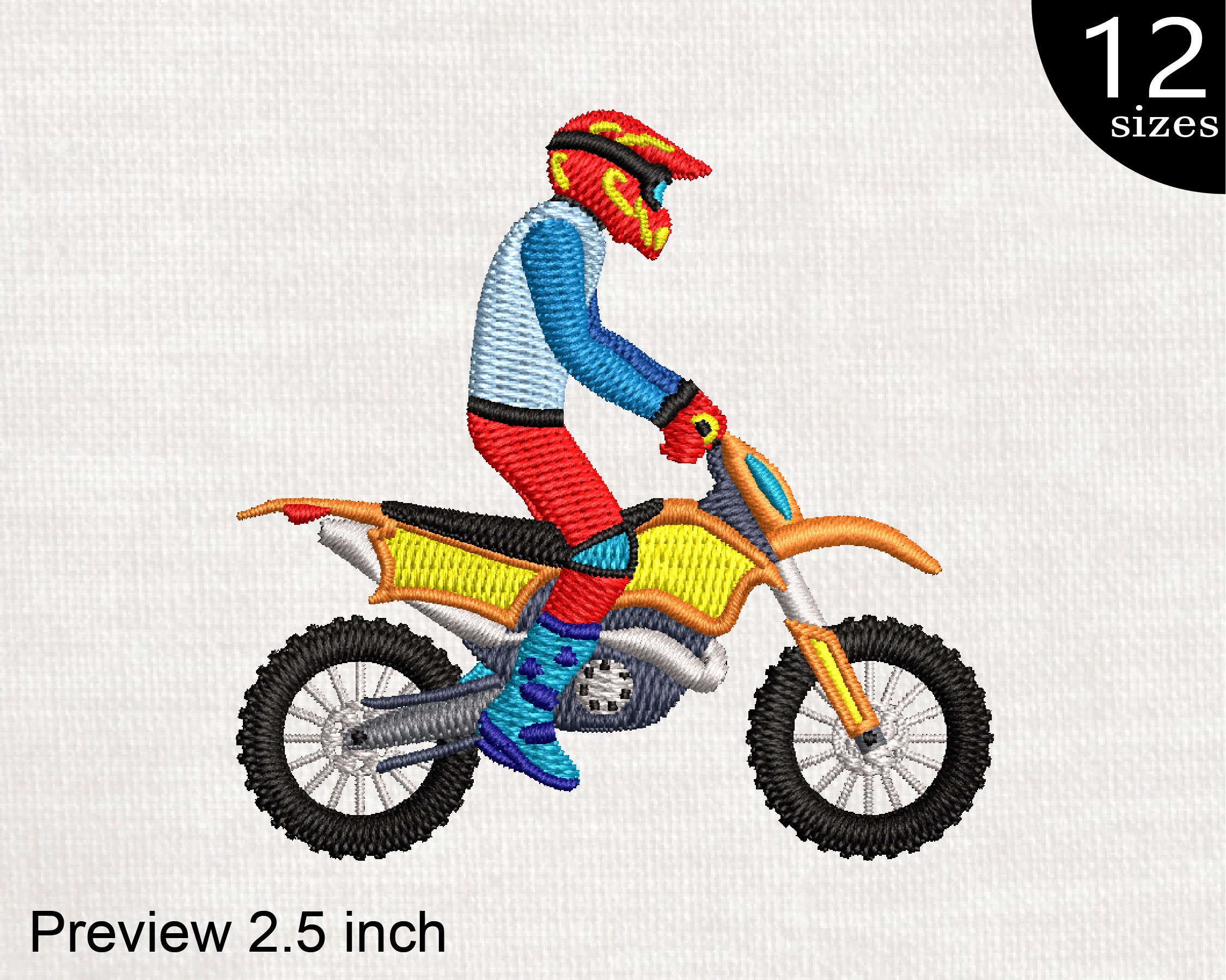 Motocross Biker Design for Embroidery Machine Instant | Etsy