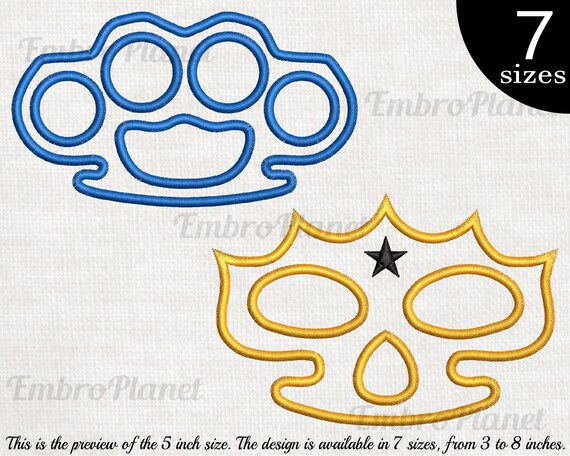 Applique Brass Knuckle Design for Embroidery Machine Instant | Etsy