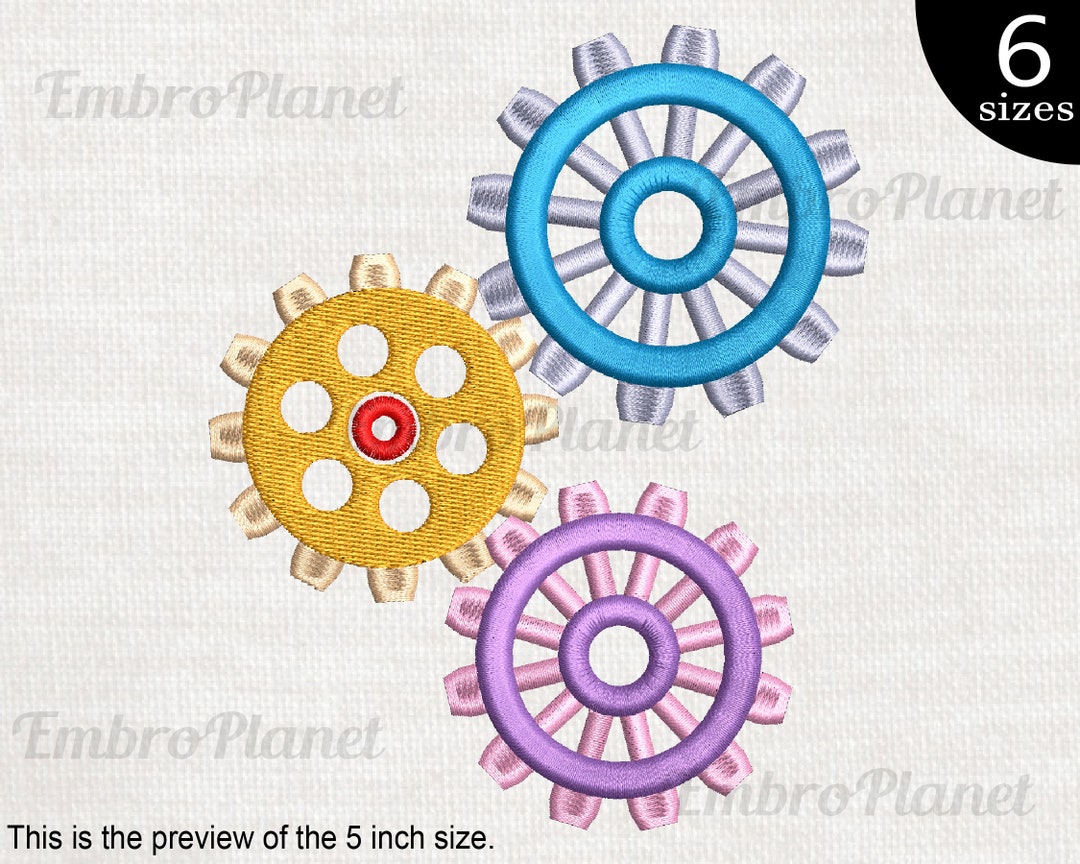 Gears - Design for Embroidery Machine Instant Download Digital File ...