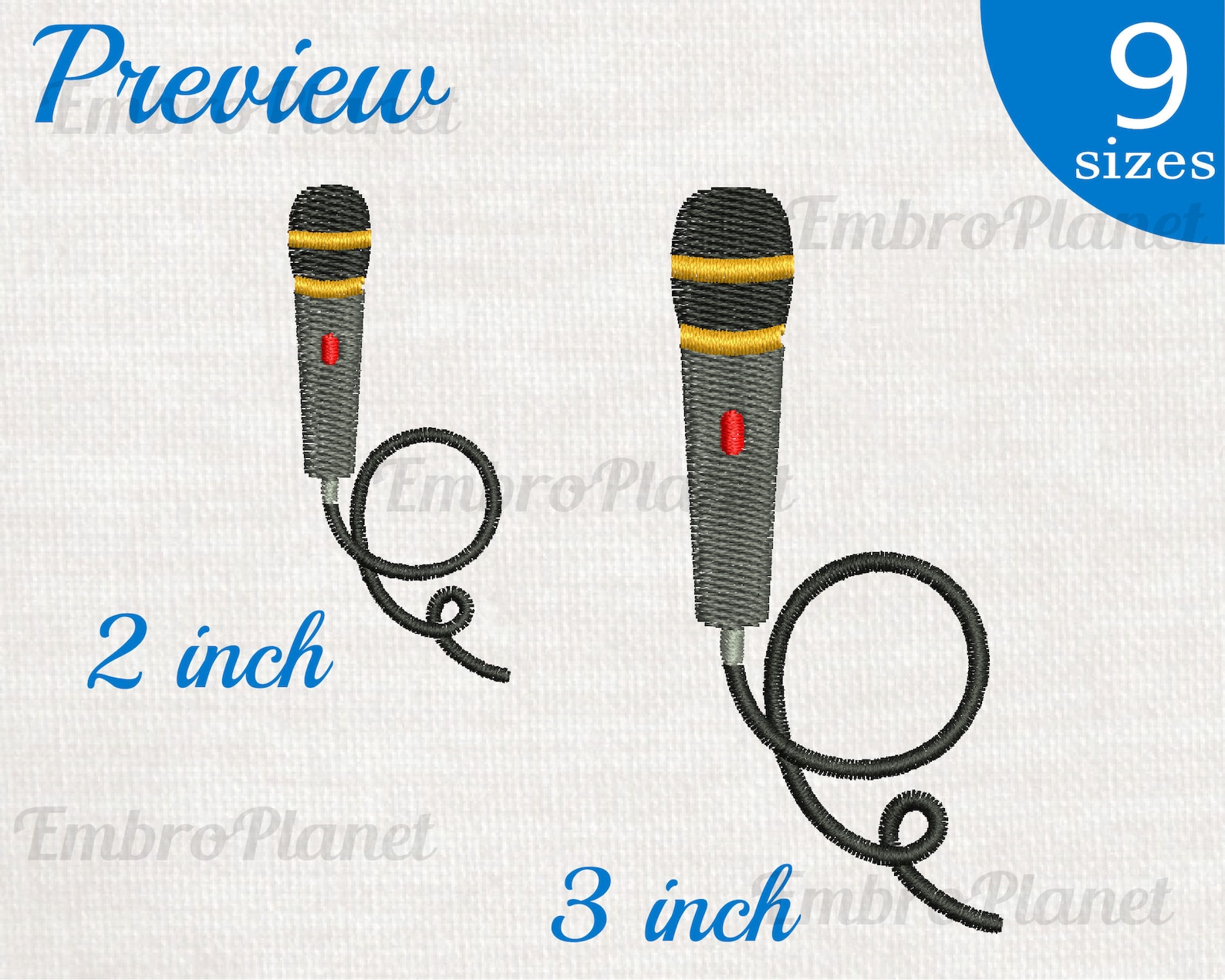 Microphone Embroidery Design – Instant Download, Stitch Pattern (2-8 ...