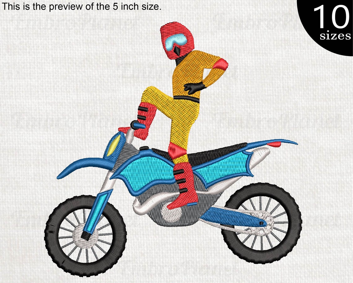 Motocross Biker Posing Design for Embroidery Machine Instant - Etsy