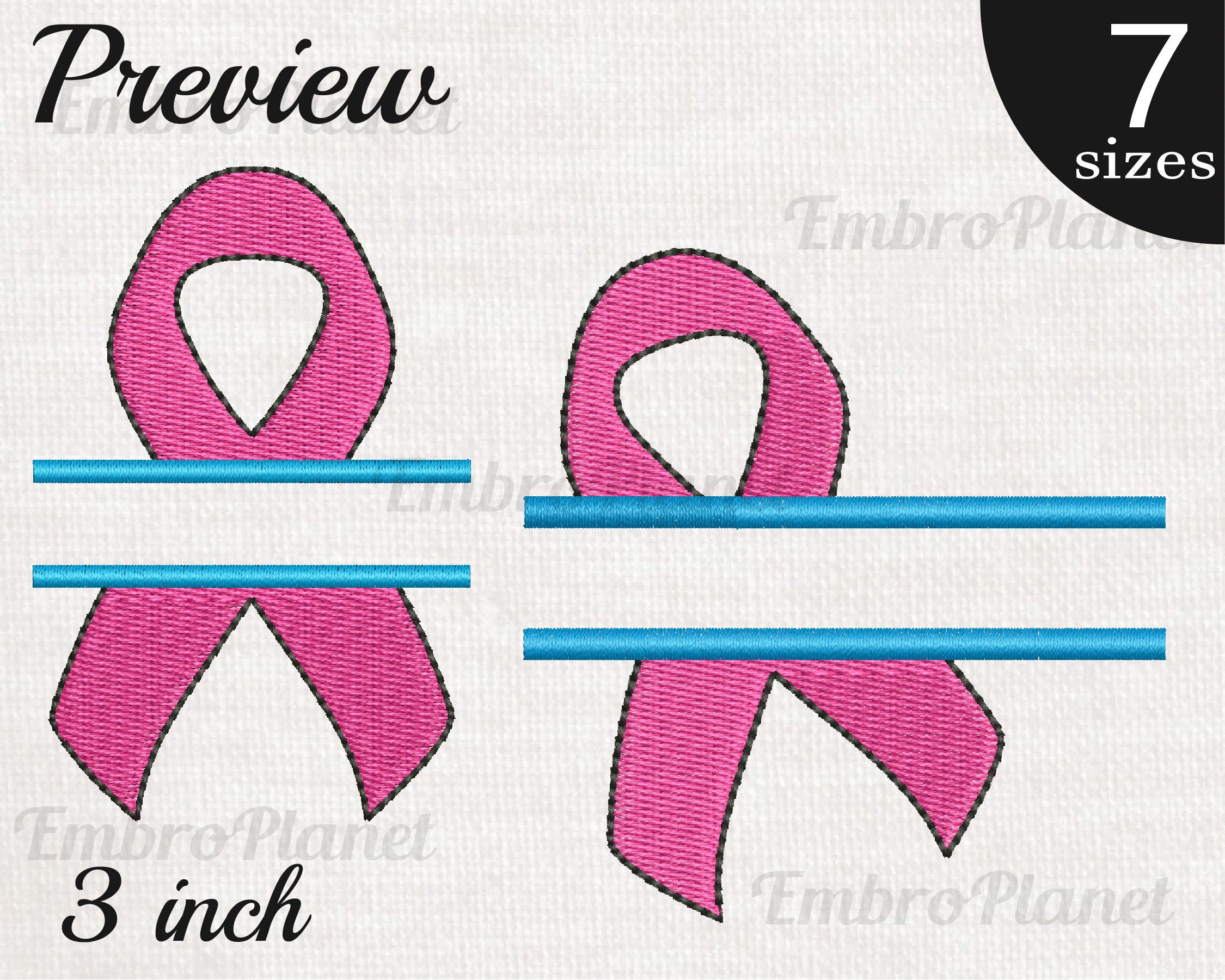 Split Breast Cancer Ribbons - Designs for Embroidery Machine Instant ...