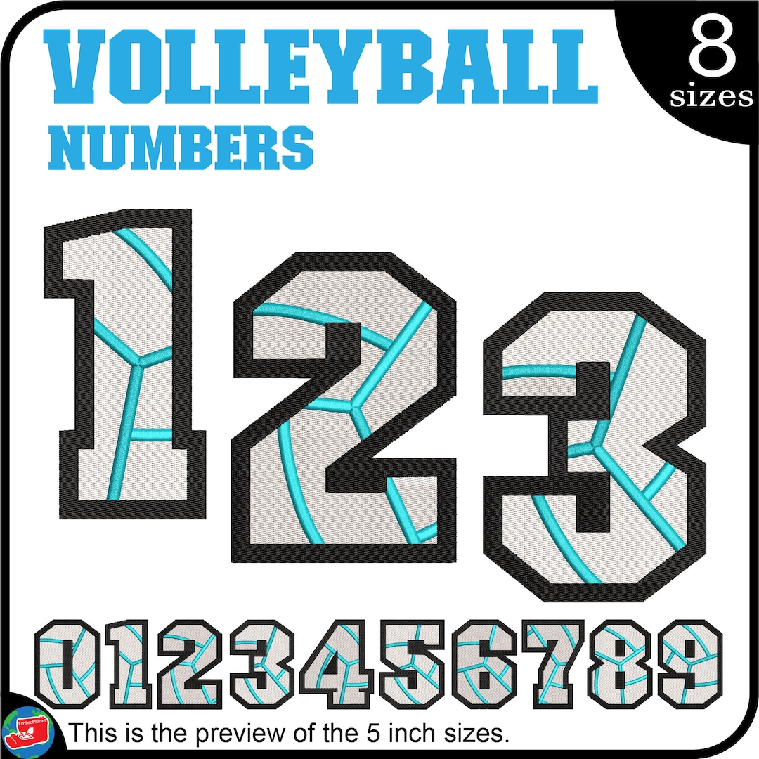Volleyball Numbers Numbers - Designs for Embroidery Machine Instant ...