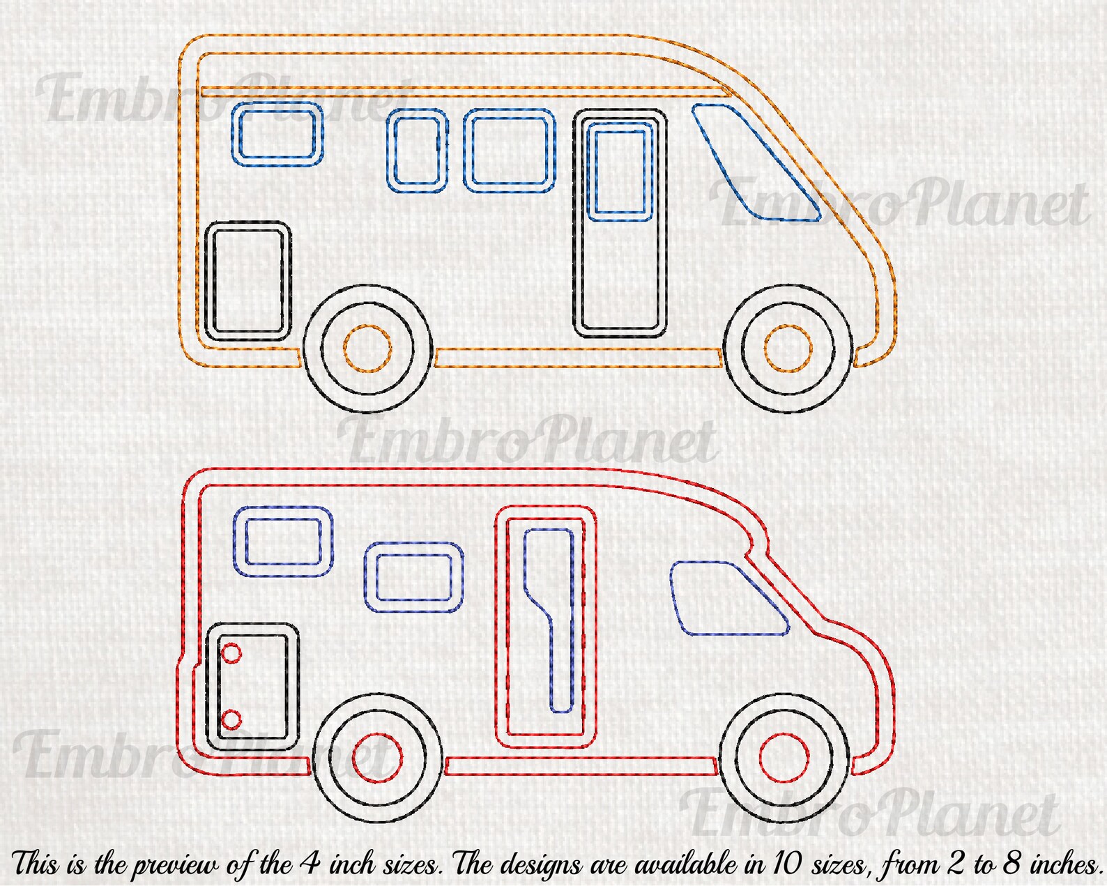 Outline Modern Campervan Design for Embroidery Machine | Etsy