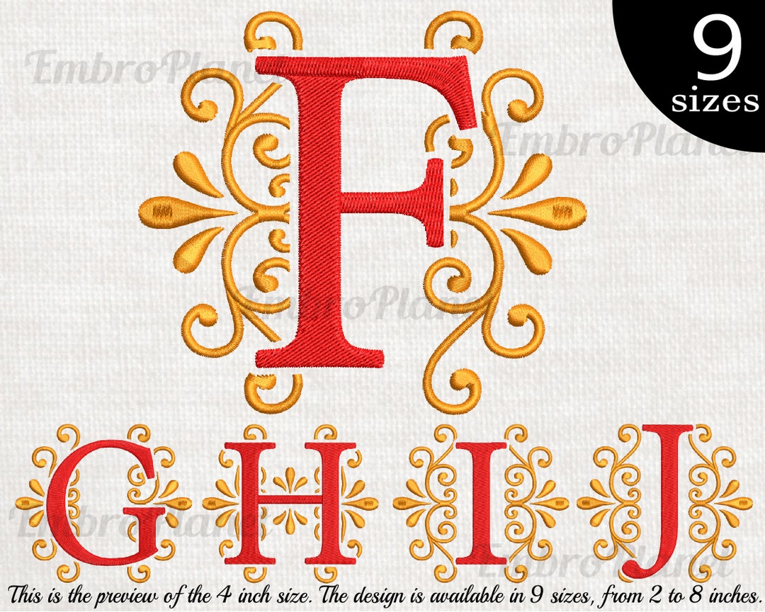 V5 Regal Letters FGHIJ - Designs for Embroidery Machine Instant ...