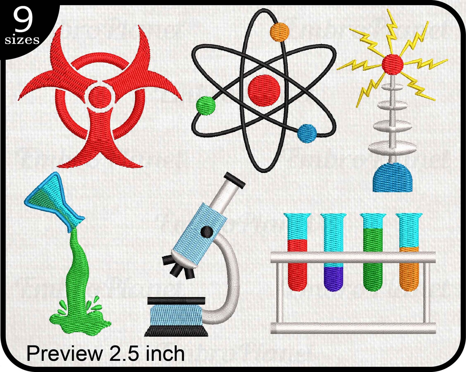 Laboratory Embroidery Designs – Science Icons, Lab Equipment (digital ...