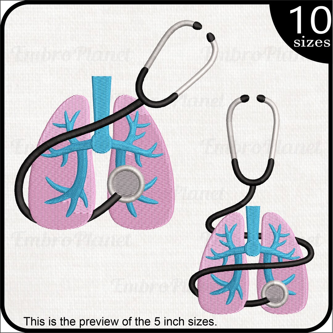Lungs and Stethoscope - Design for Embroidery Machine Instant Download ...