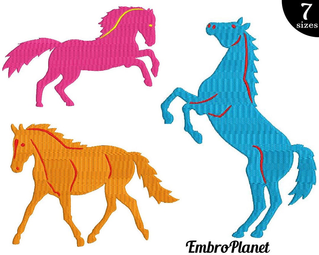 Horses Designs for Embroidery Machine Instant Download Digital Graphic ...