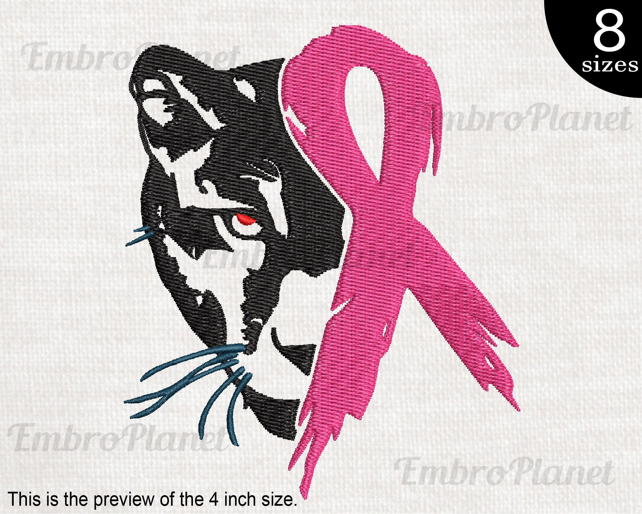 Breast Cancer Panther Design for Embroidery Machine Instant - Etsy