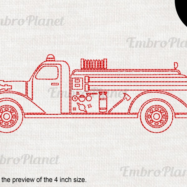 Machine Embroidery Fire Truck - Etsy