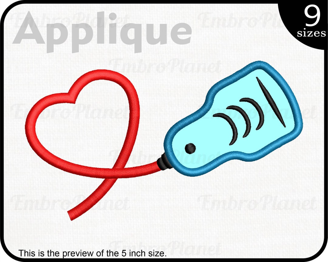 Sonography Heart - Design for Embroidery Machine Instant Download ...
