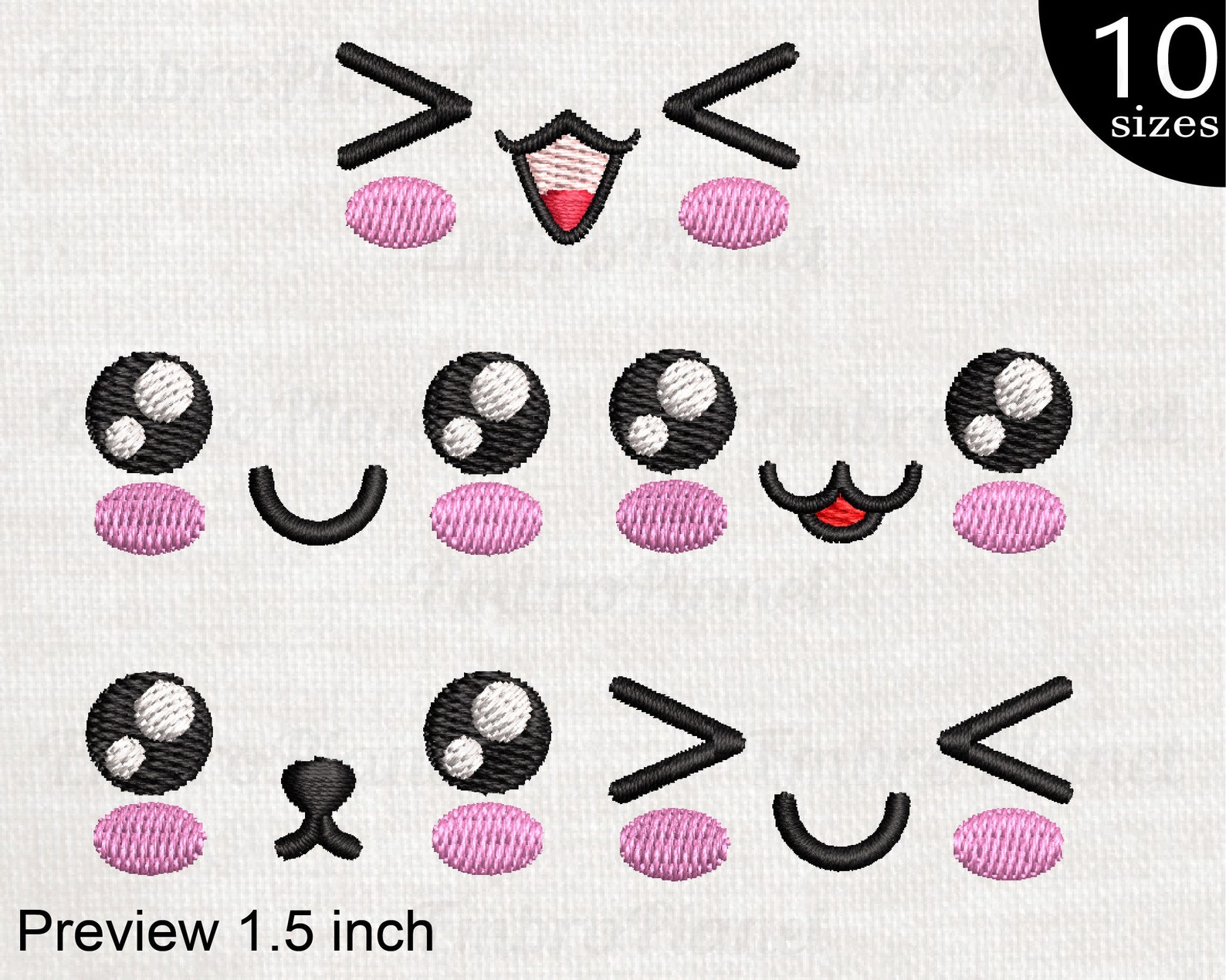 Kawaii Faces Embroidery Design – Anime Stitch File (digital Download ...