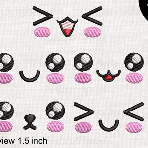 Cute Kawaii Faces - Design for Embroidery Machine, Instant Download ...