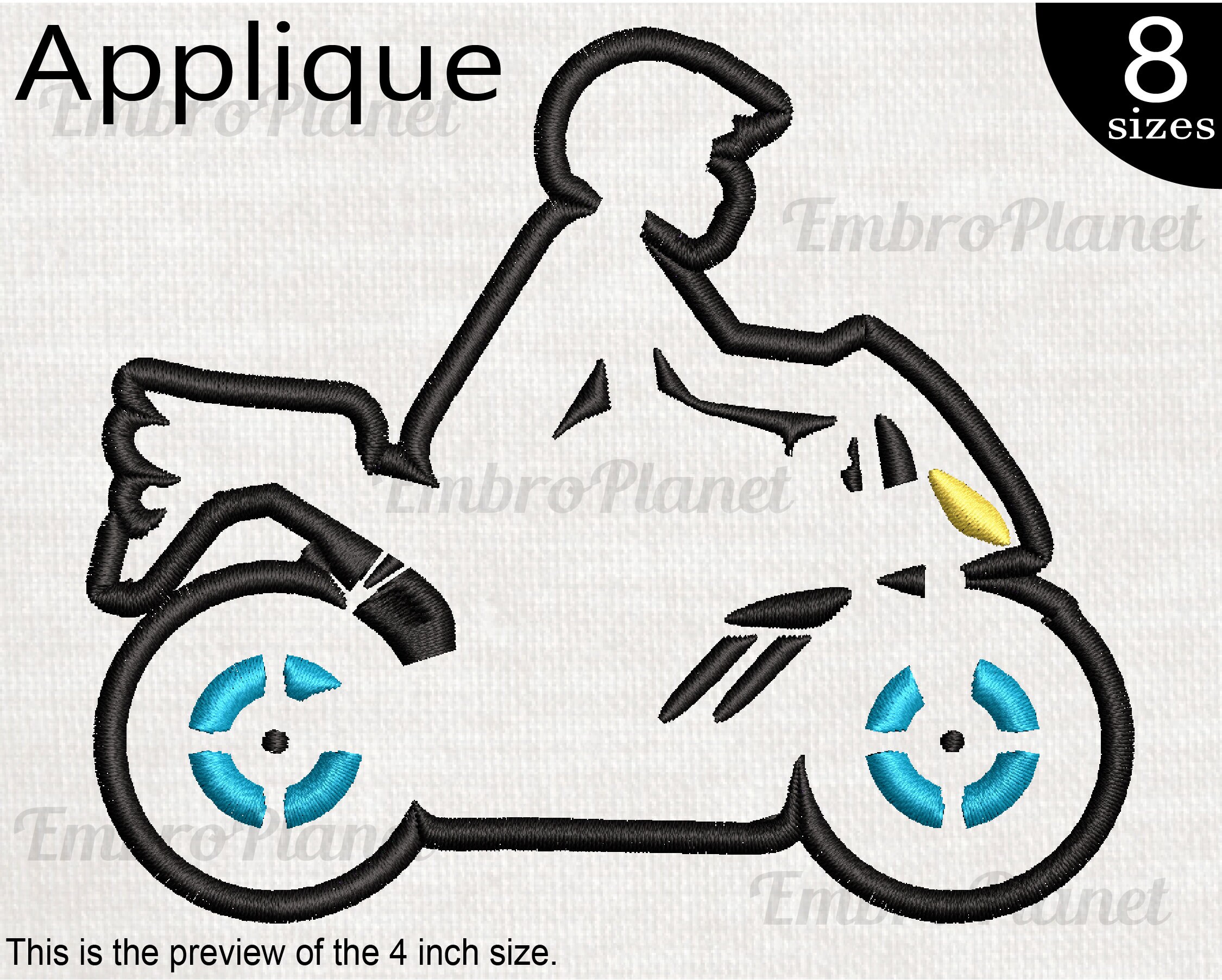 Fast Motorcycle Applique Design for Embroidery Machine - Etsy UK