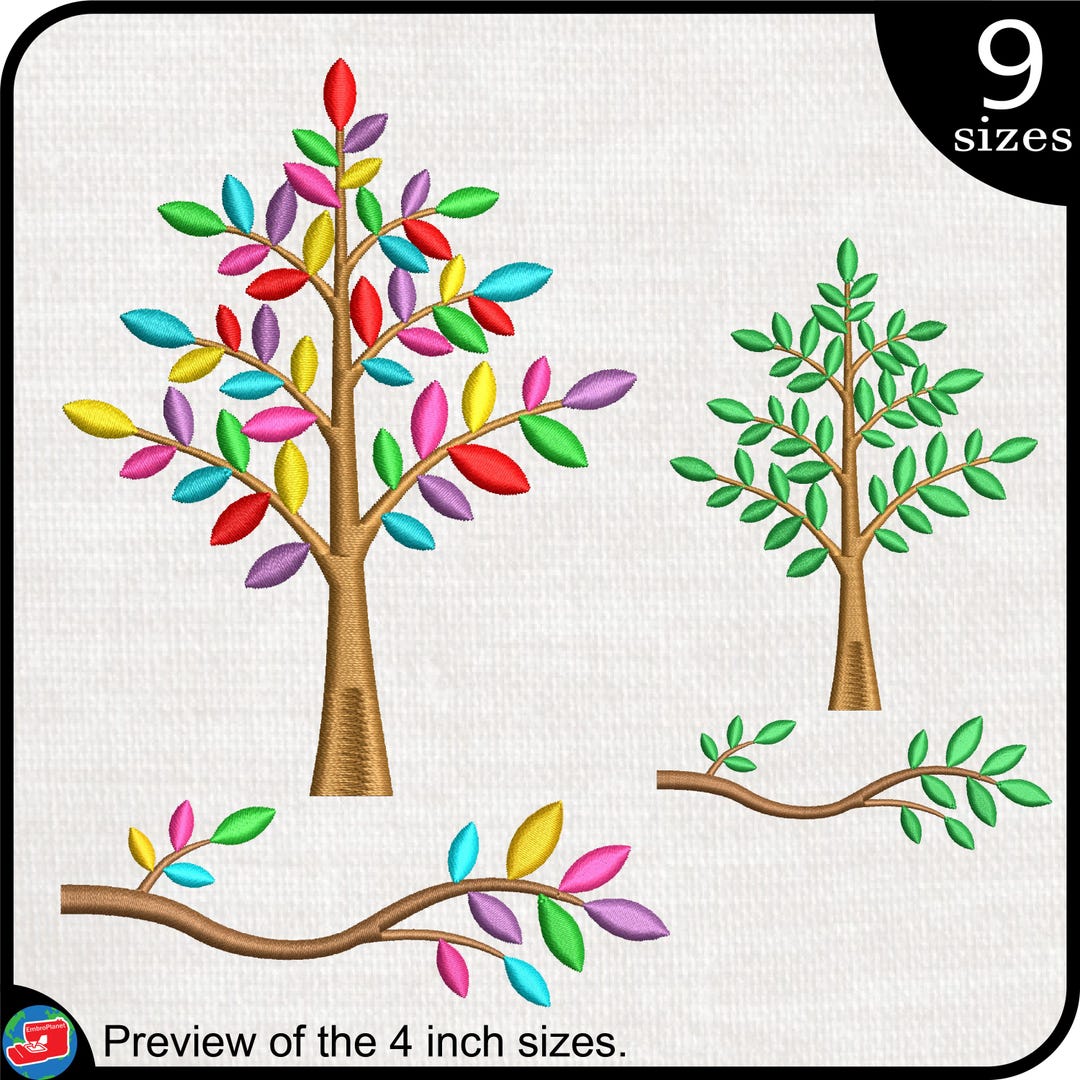 Colorful Tree Embroidery Design: Forest Branch Stitch (digital Download ...