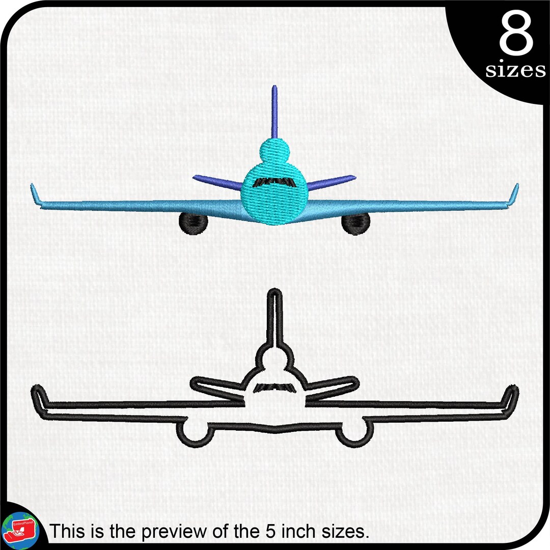Airplane Embroidery Design: Fill Stitch & Outline (digital Download) - Etsy
