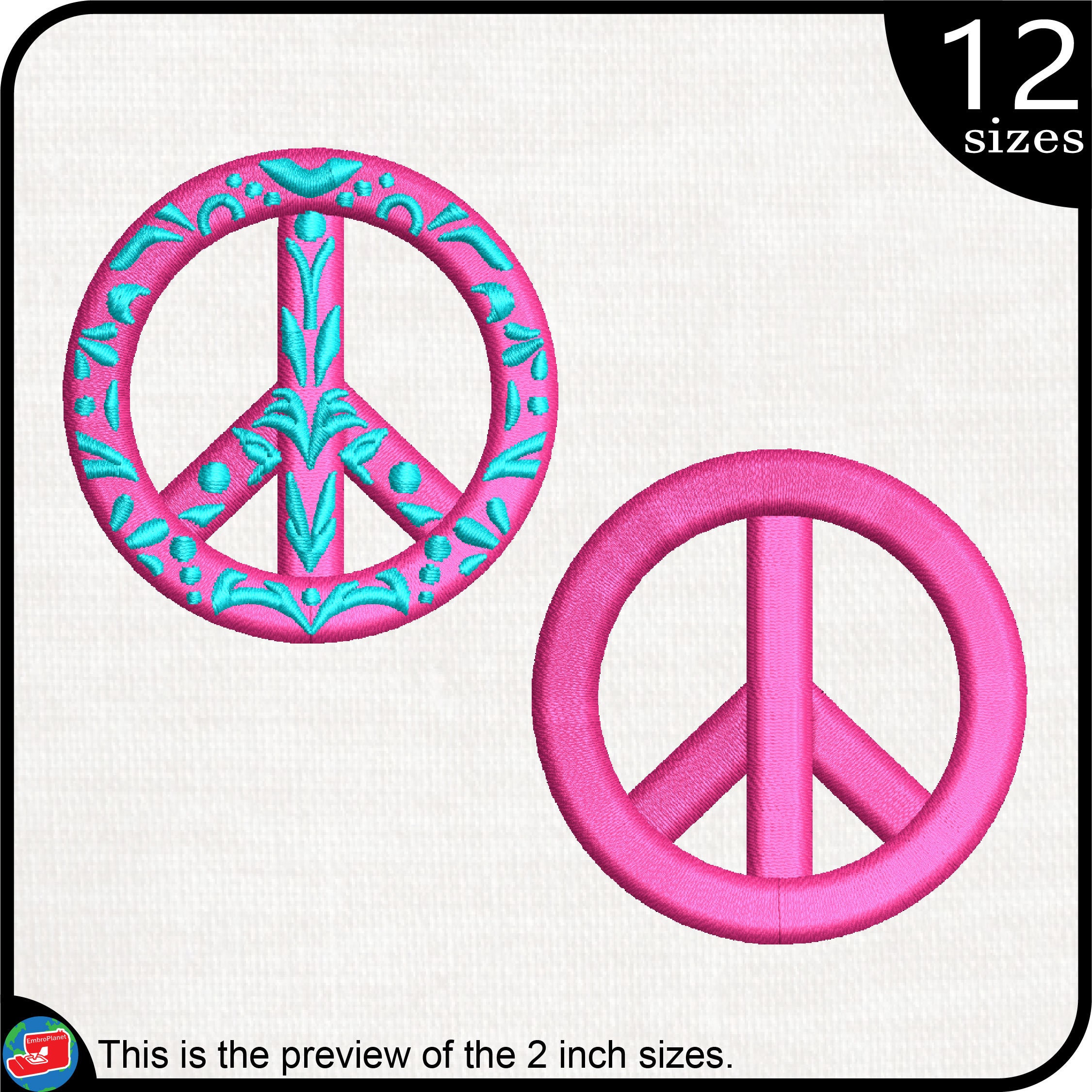 Zentangle Peace Sign Embroidery Design – Instant Download (commercial ...