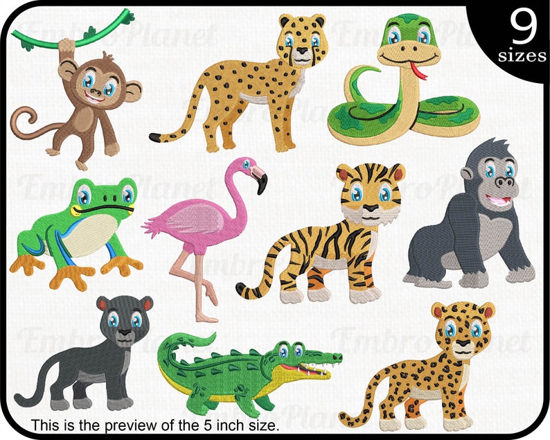Jungle Animals Designs for Embroidery Machine Instant - Etsy