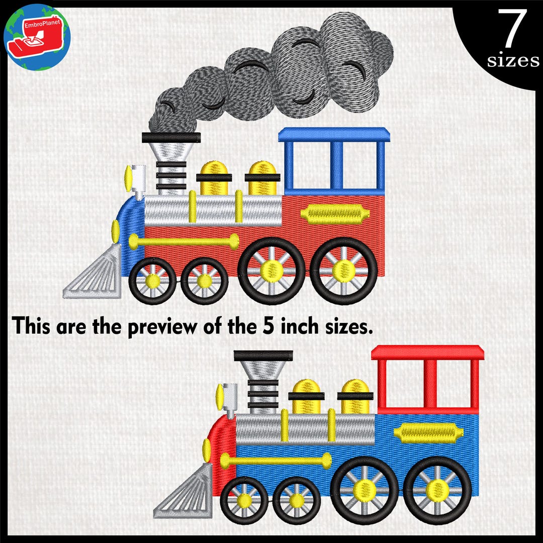 Steam Train Embroidery Designs: Files for Embroidery Machine (digital ...