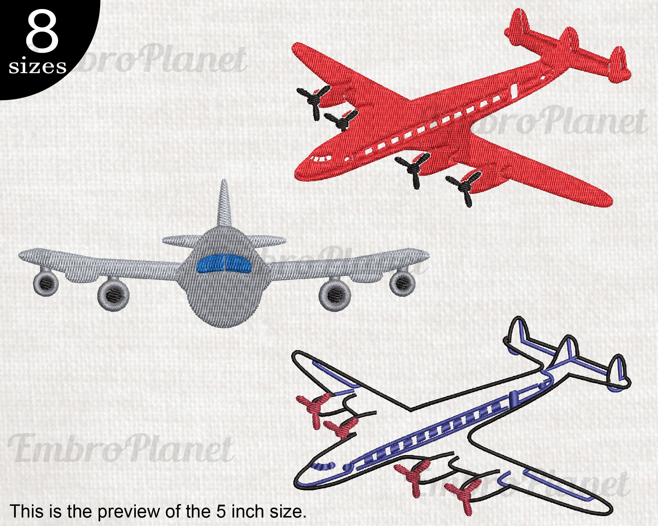 Retro Planes Embroidery Designs – Vintage Airplane Icon (digital ...