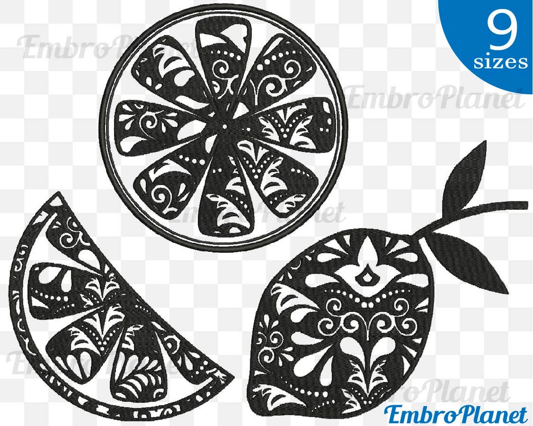 Zentangle Lemon - Designs for Embroidery Machine Instant Download ...