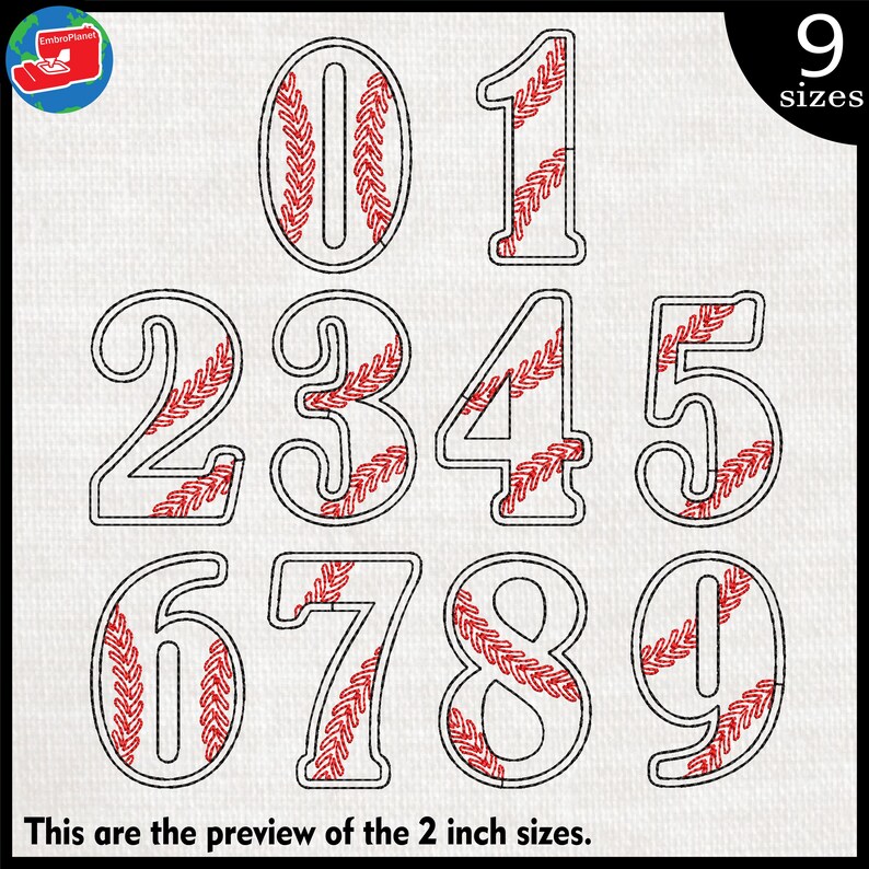 Baseball Softball Numbers Embroidery Design (digital Download) - Etsy