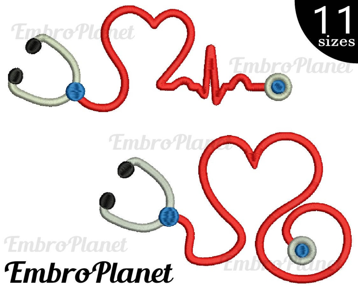 Heart Stethoscopes Designs for Embroidery Machine Instant | Etsy