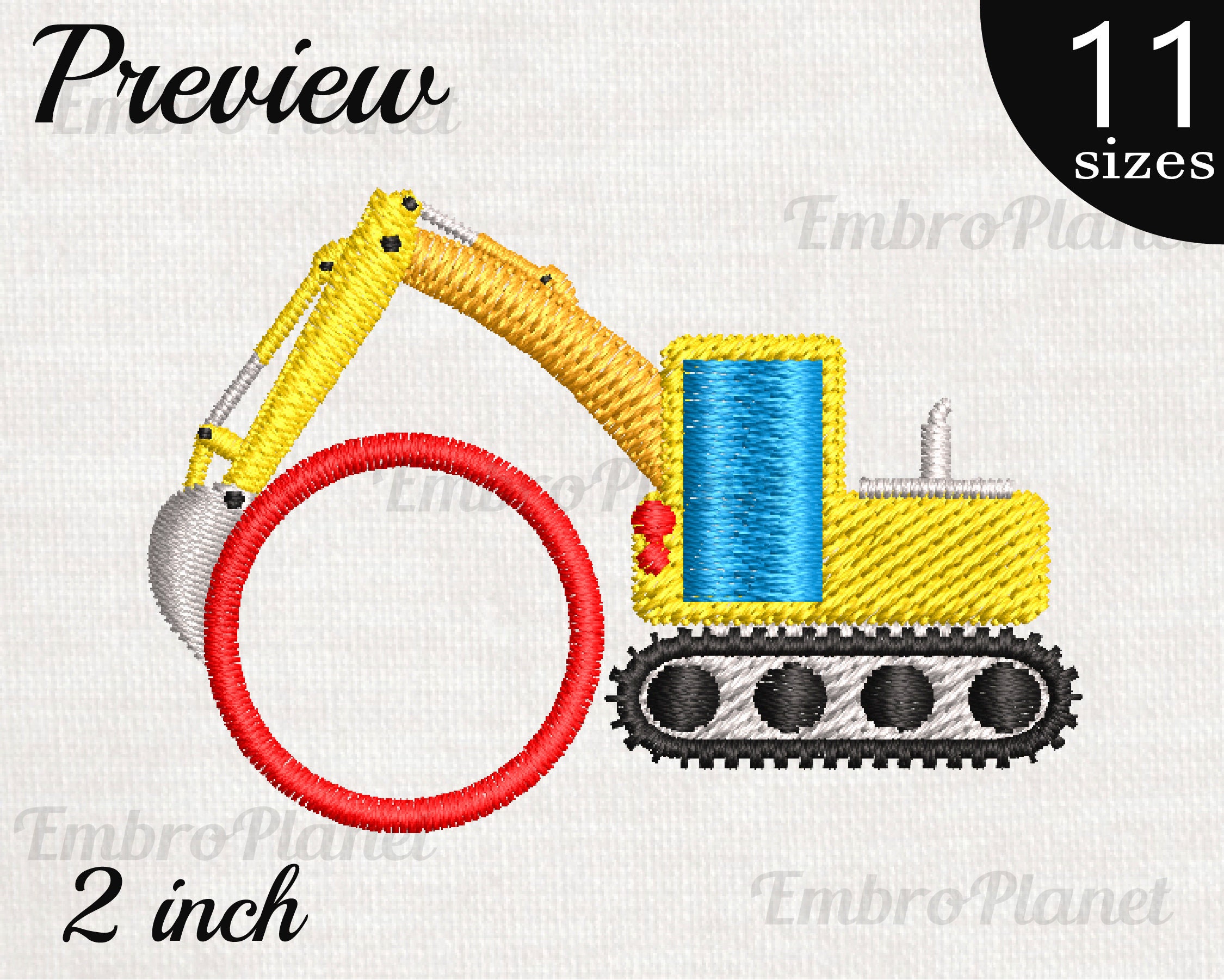 Construction Excavator Design for Embroidery Machine Instant | Etsy