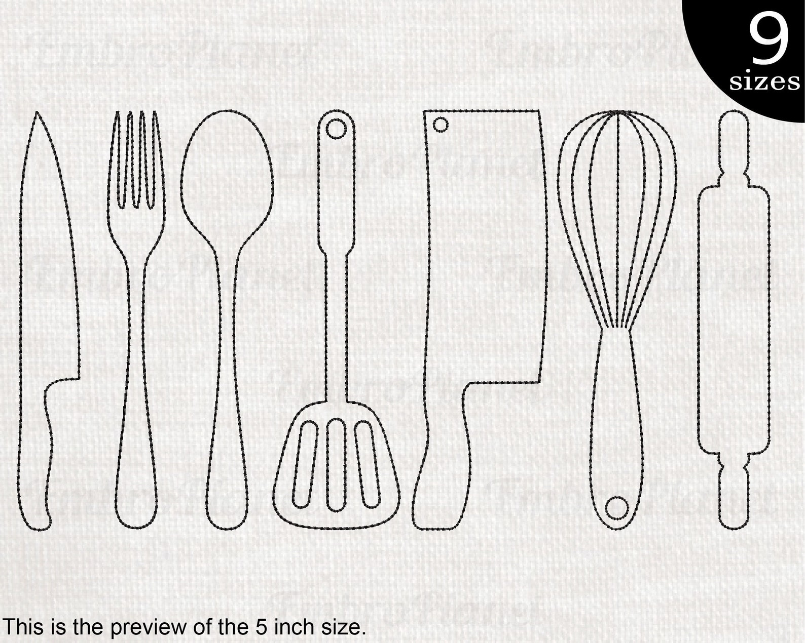 Outline Kitchen Utensils - Designs for Embroidery Machine Instant ...