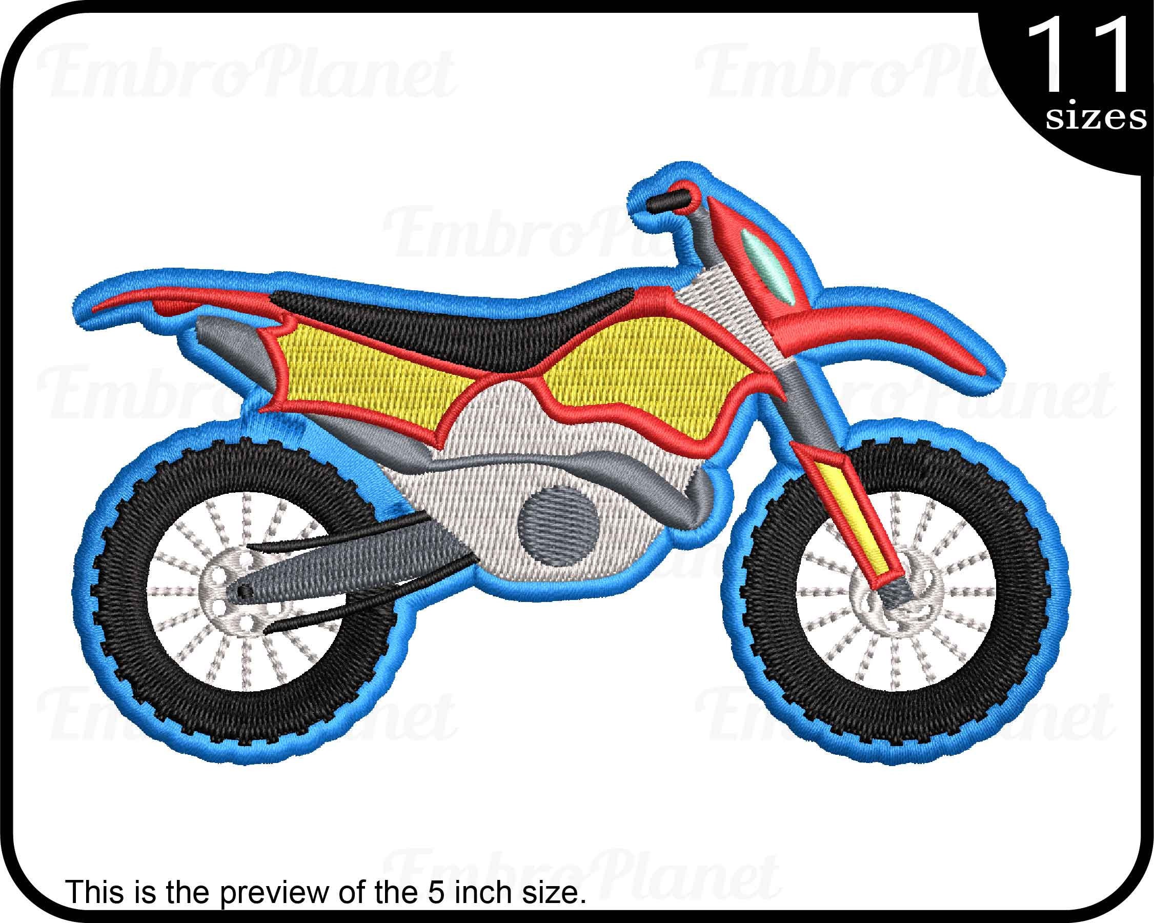 Motocross Bike Embroidery Design: Outline Stitch (digital Download) - Etsy