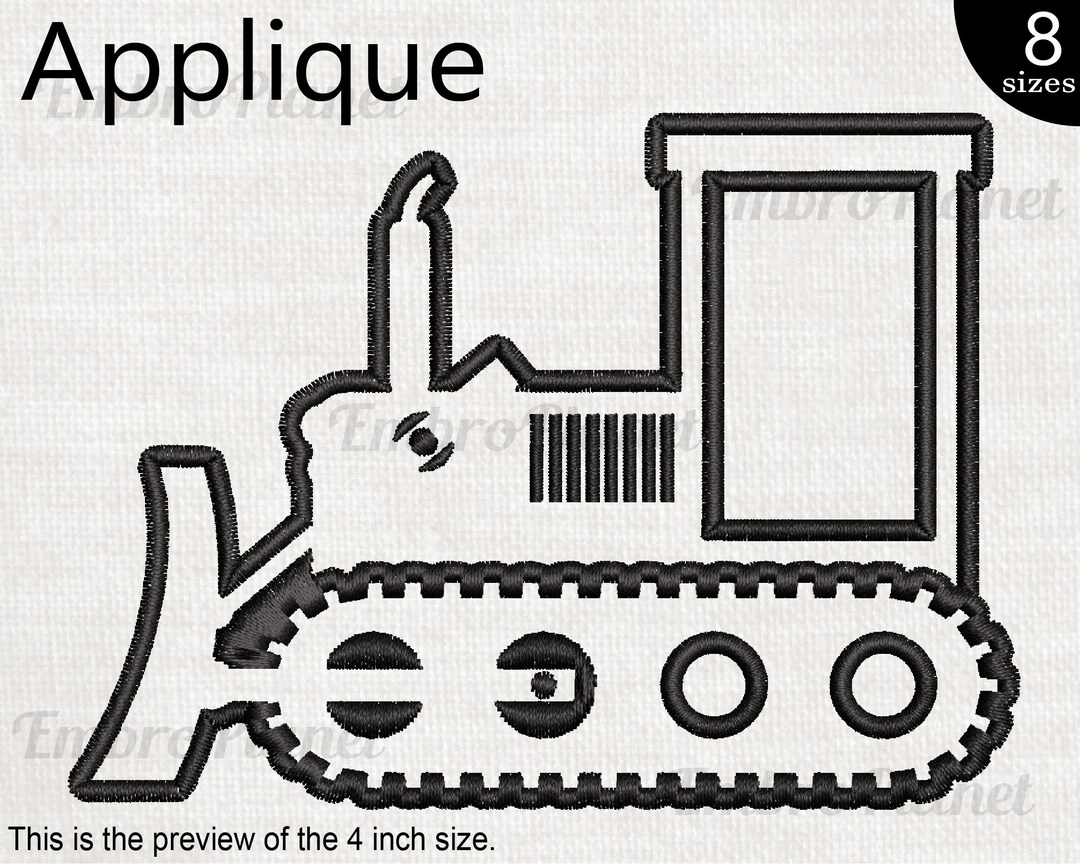 Applique Bulldozer - Design for Embroidery Machine Instant Download ...