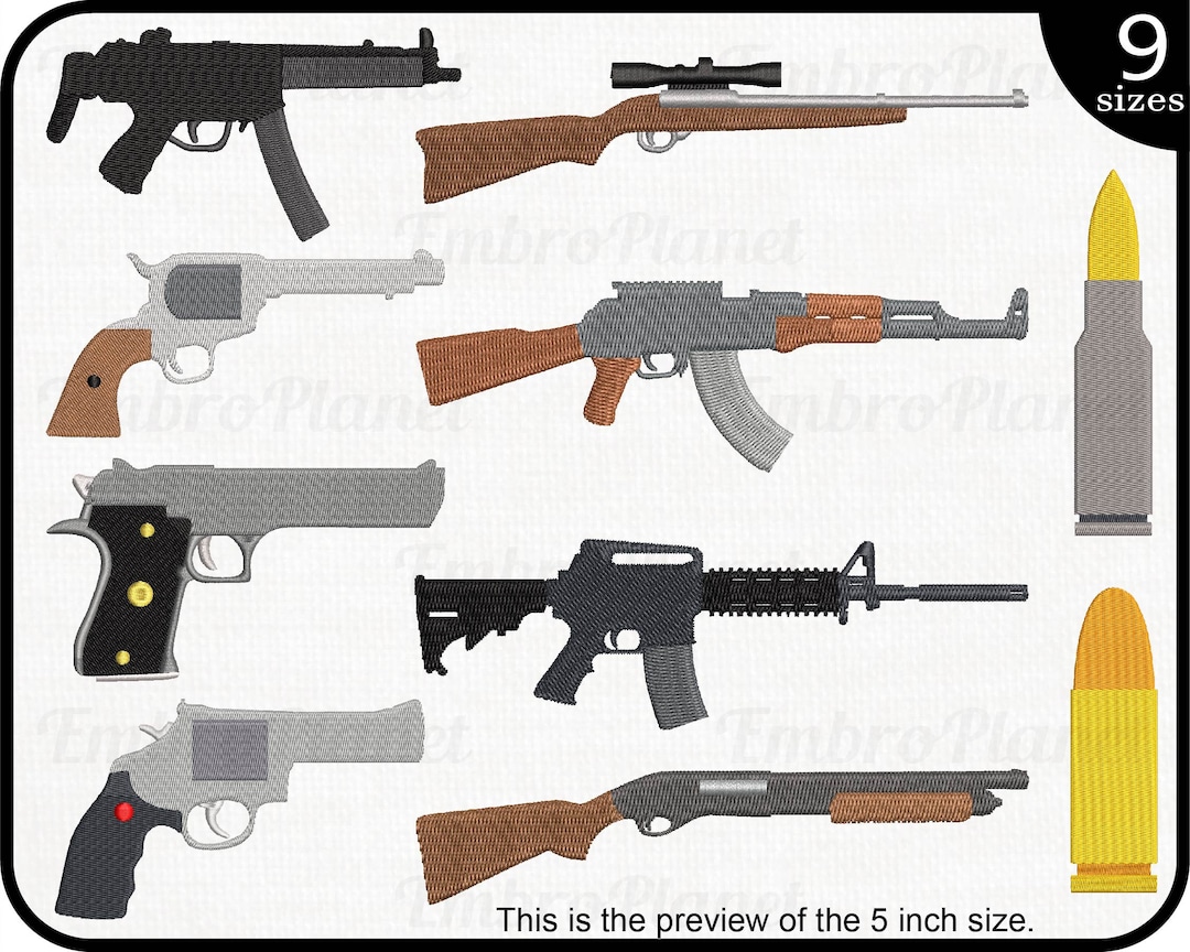 Guns Embroidery Designs – Machine Instant Download (9 Sizes) - Etsy