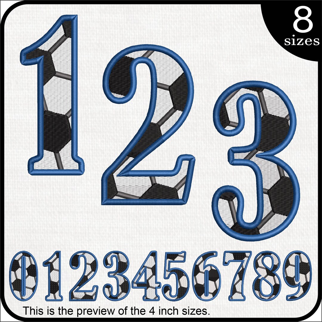 Soccer Numbers - Designs for Embroidery Machine Instant Download ...