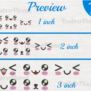 Cute Kawaii Faces Design for Embroidery Machine Instant | Etsy