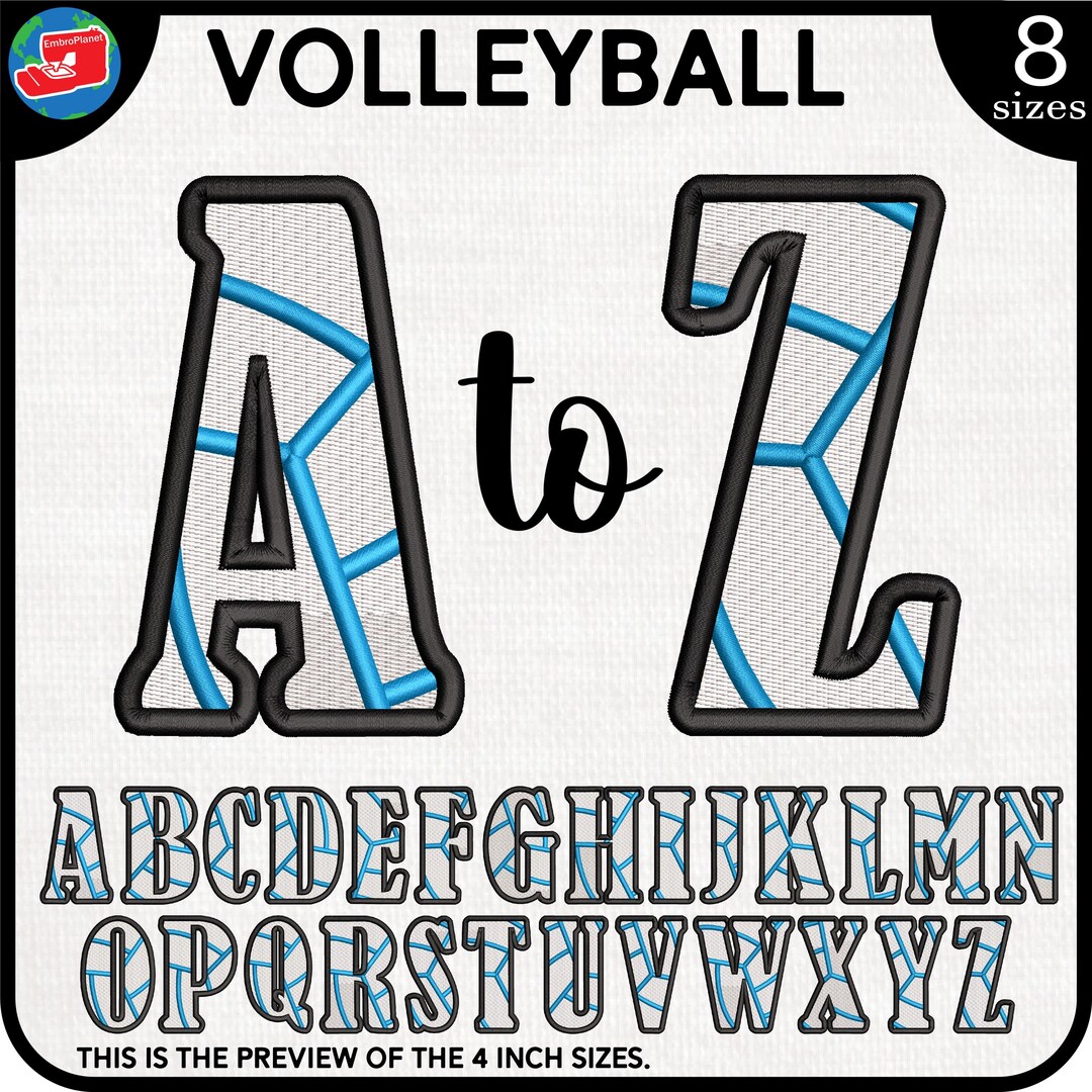 Volleyball Alphabet Font - Designs for Embroidery Machine Instant ...