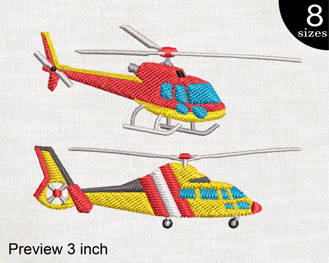 Helicopters Designs for Embroidery Machine Instant Download | Etsy