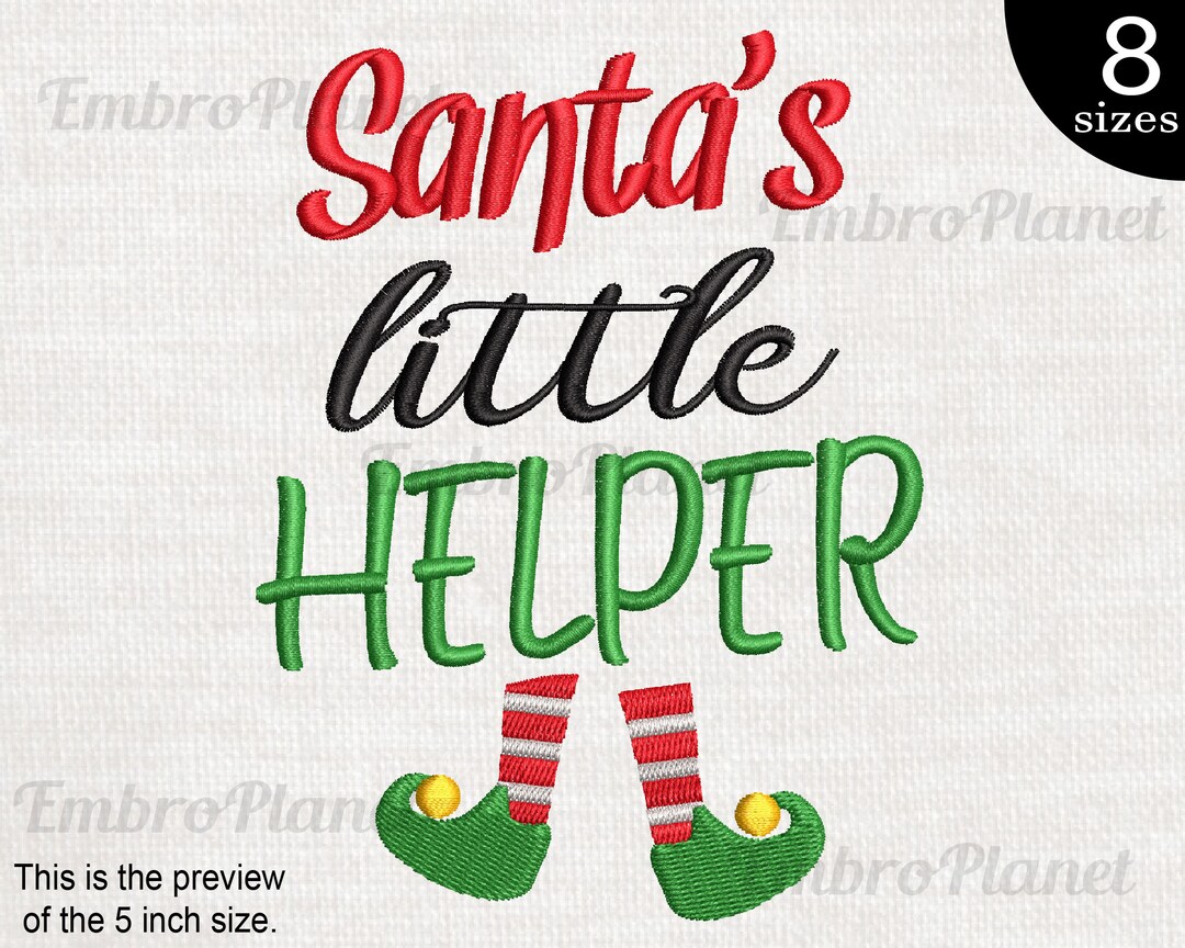 Santa Little Helper - Design for Embroidery Machine Instant Download ...