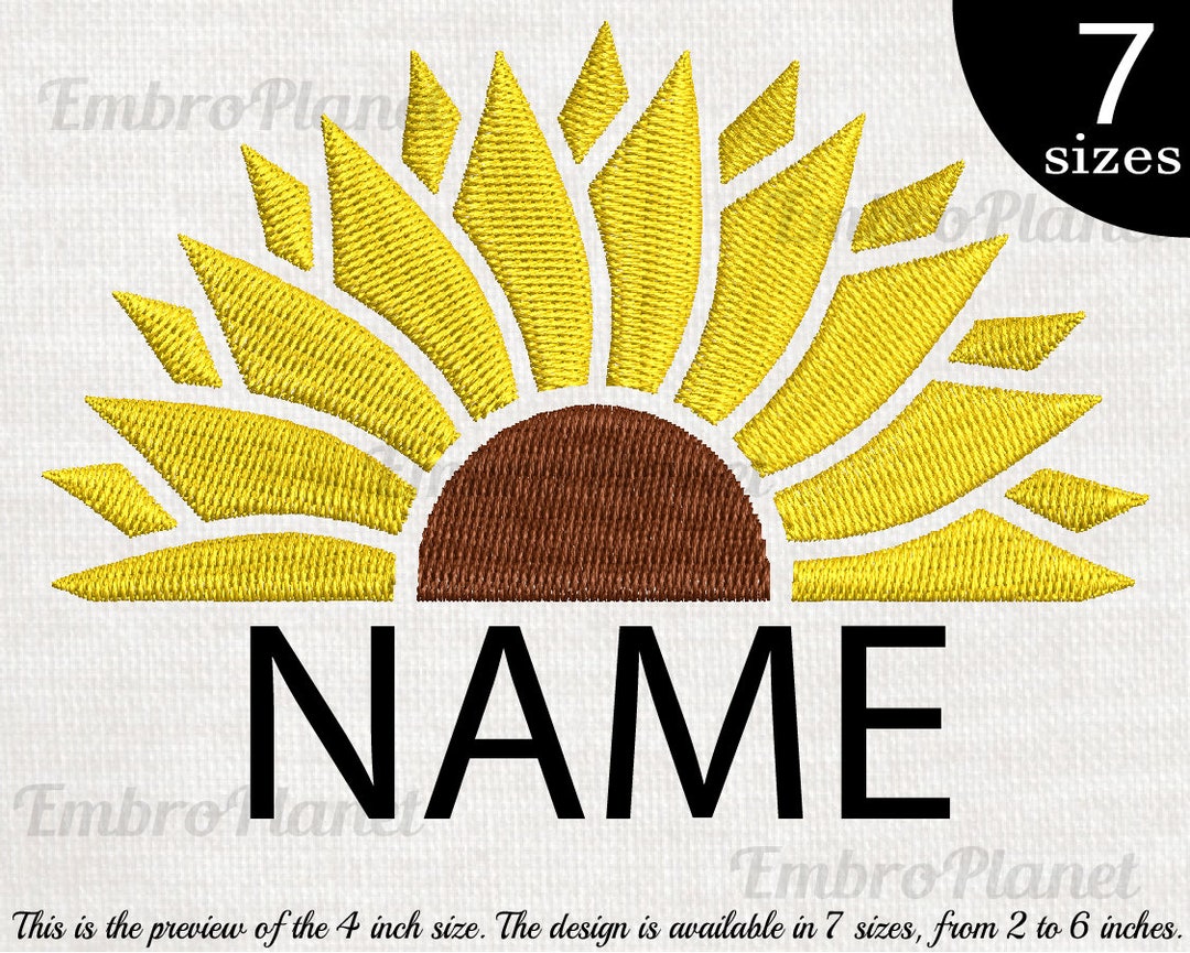 Half Sunflower - Design for Embroidery Machine Instant Download Digital ...