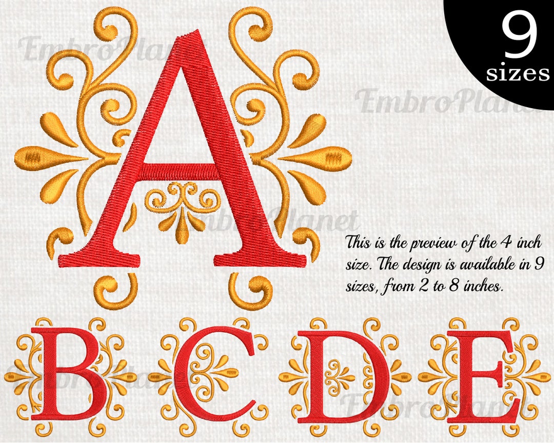 V5 Regal Letters ABCDE - Designs for Embroidery Machine Instant ...